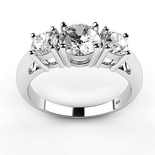 Sterling Silver 925 Sterling Silver 3 Stone Engagement Ring – Dubai Gems