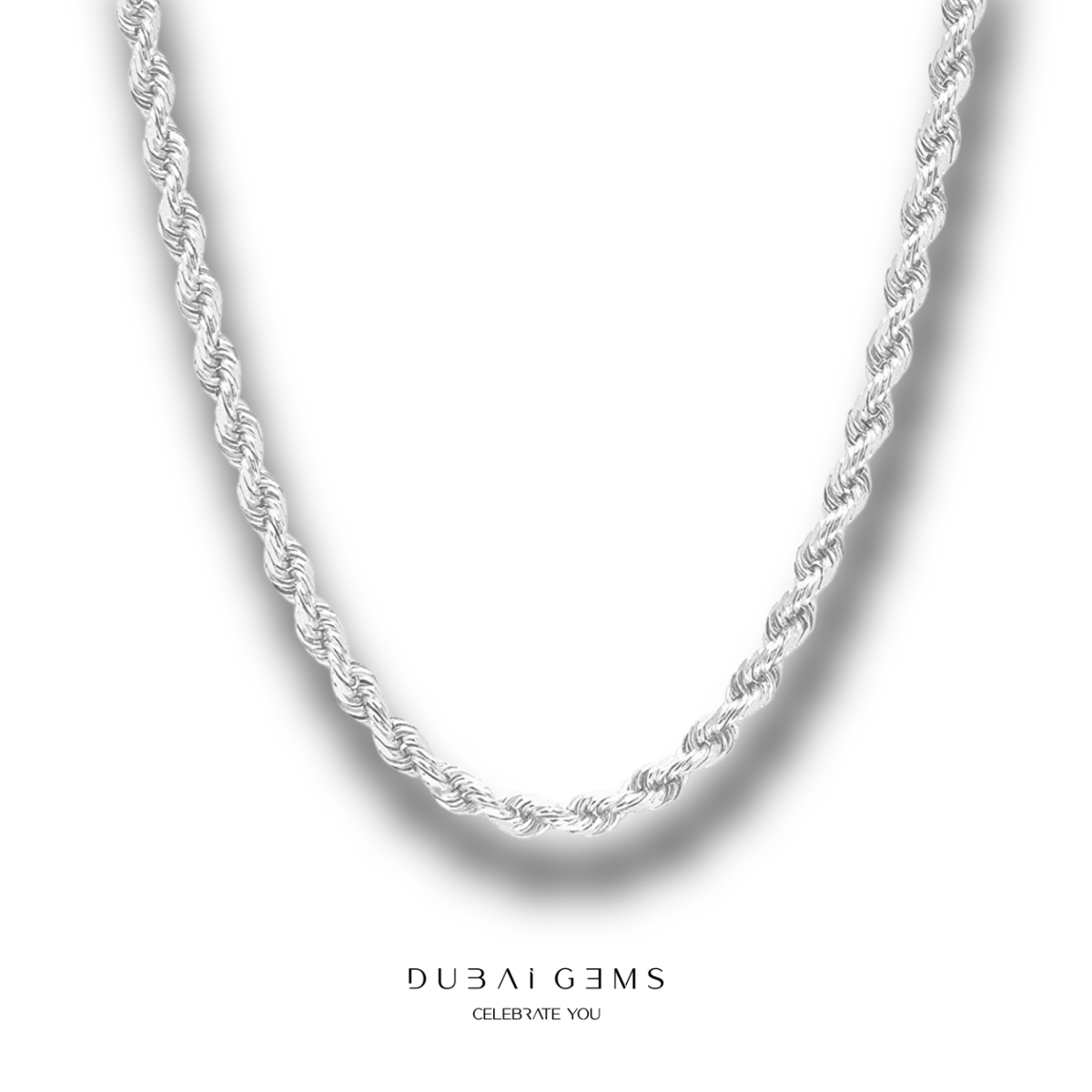 White Gold Finish 20 inch Mens Classic 4mm Rope Chain Necklace With Gi ...